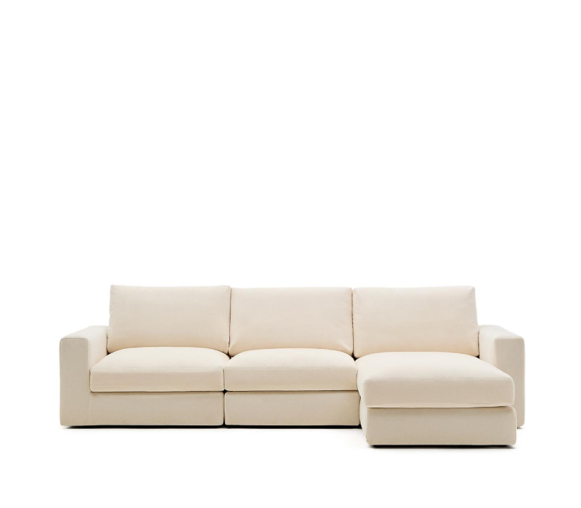 ALEA ecru chenille 4-seater modular sofa with removable cover, 310cm ...